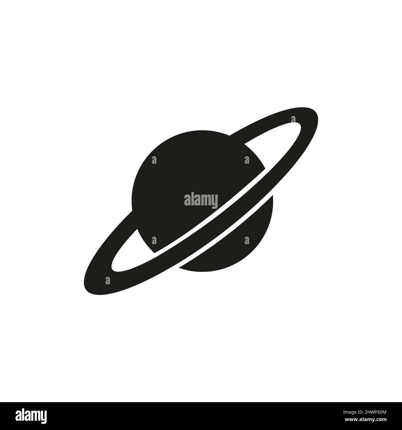 Saturn planet flat icon. Pictogram for web. Line stroke. Isolated on ...