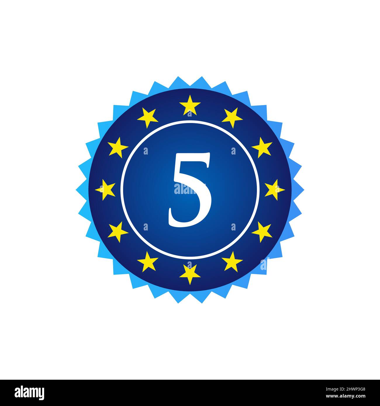 Badge And Label Logo Design On Letter 5 Sign. 5 Letter Vintage Badge ...