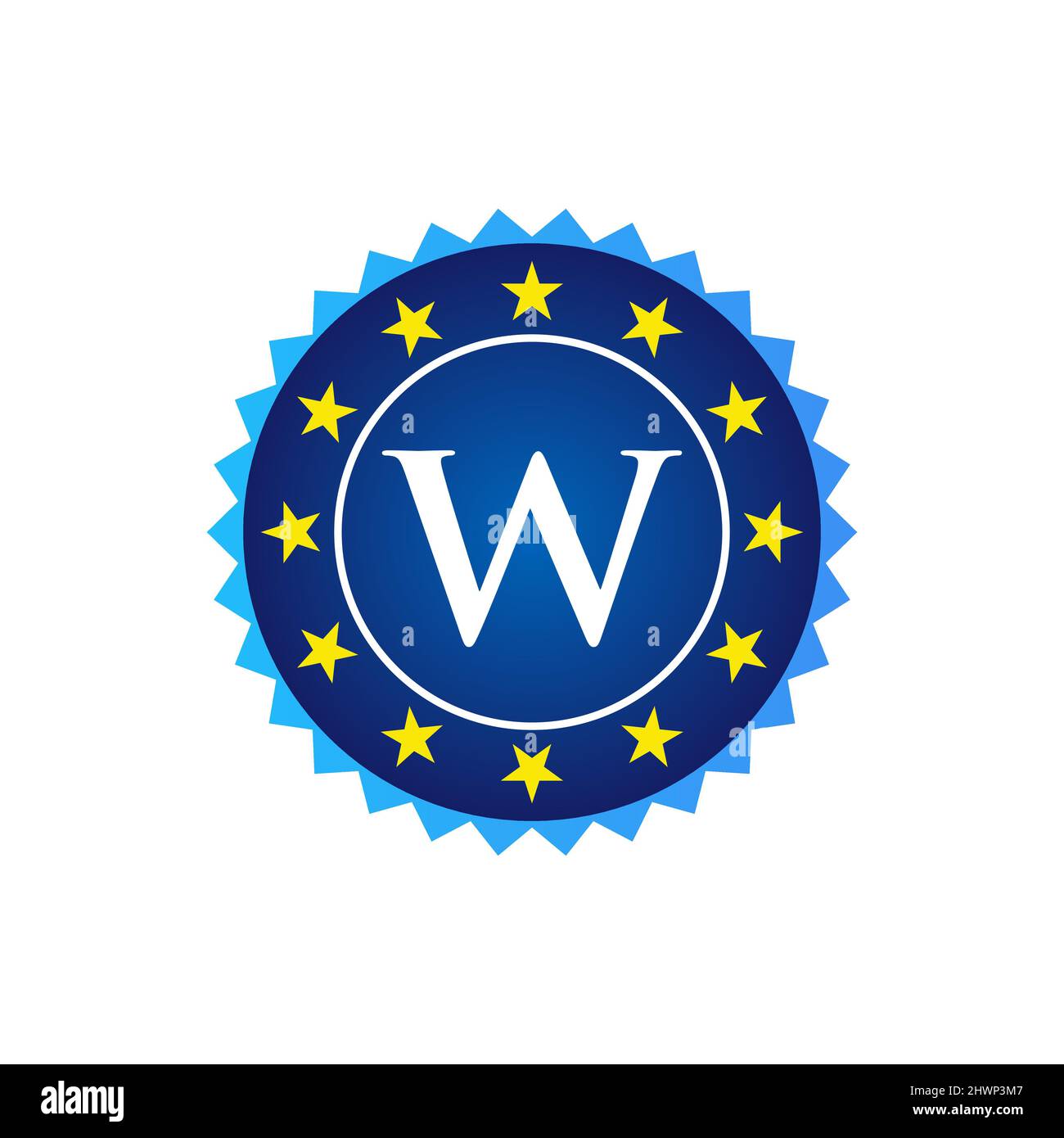 Badge And Label Logo Design On Letter W Sign. W Letter Vintage Badge ...