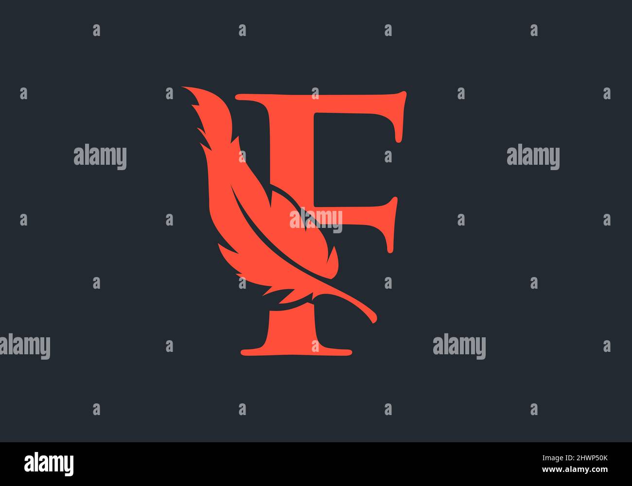 Feather logo design with F letter vector. Law logo with Feather and F ...