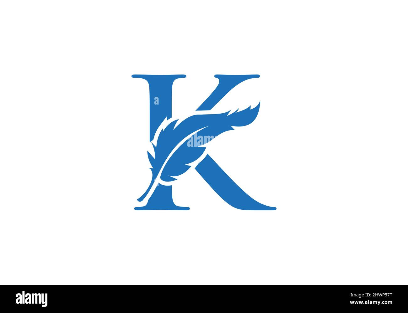 Feather logo design with K letter vector. Law logo with Feather and K ...
