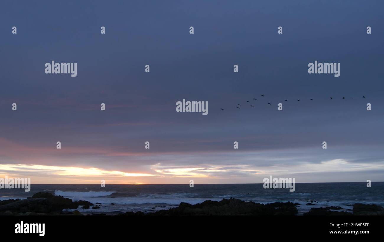 Rocky craggy pacific ocean coast, sea water waves crashing on rocks, 17 ...