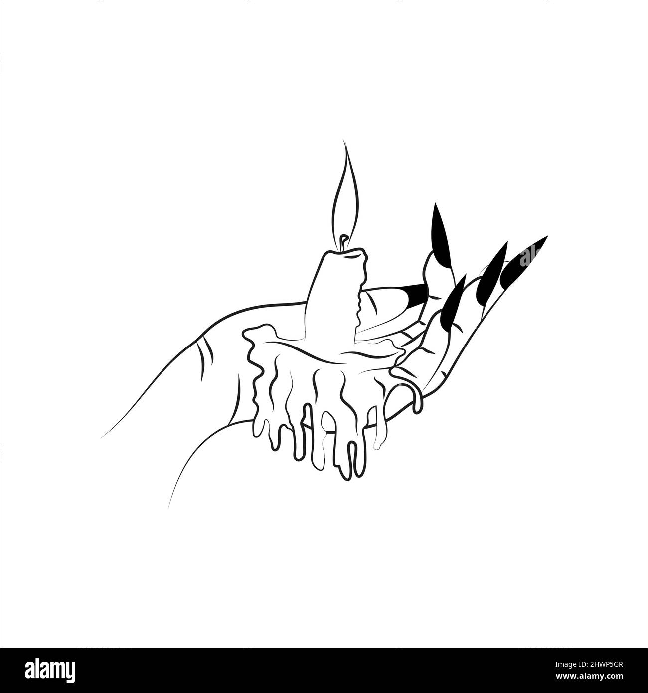 Mystical Witches hand. Witch hand with black nails, rings, Magic. Boho ...