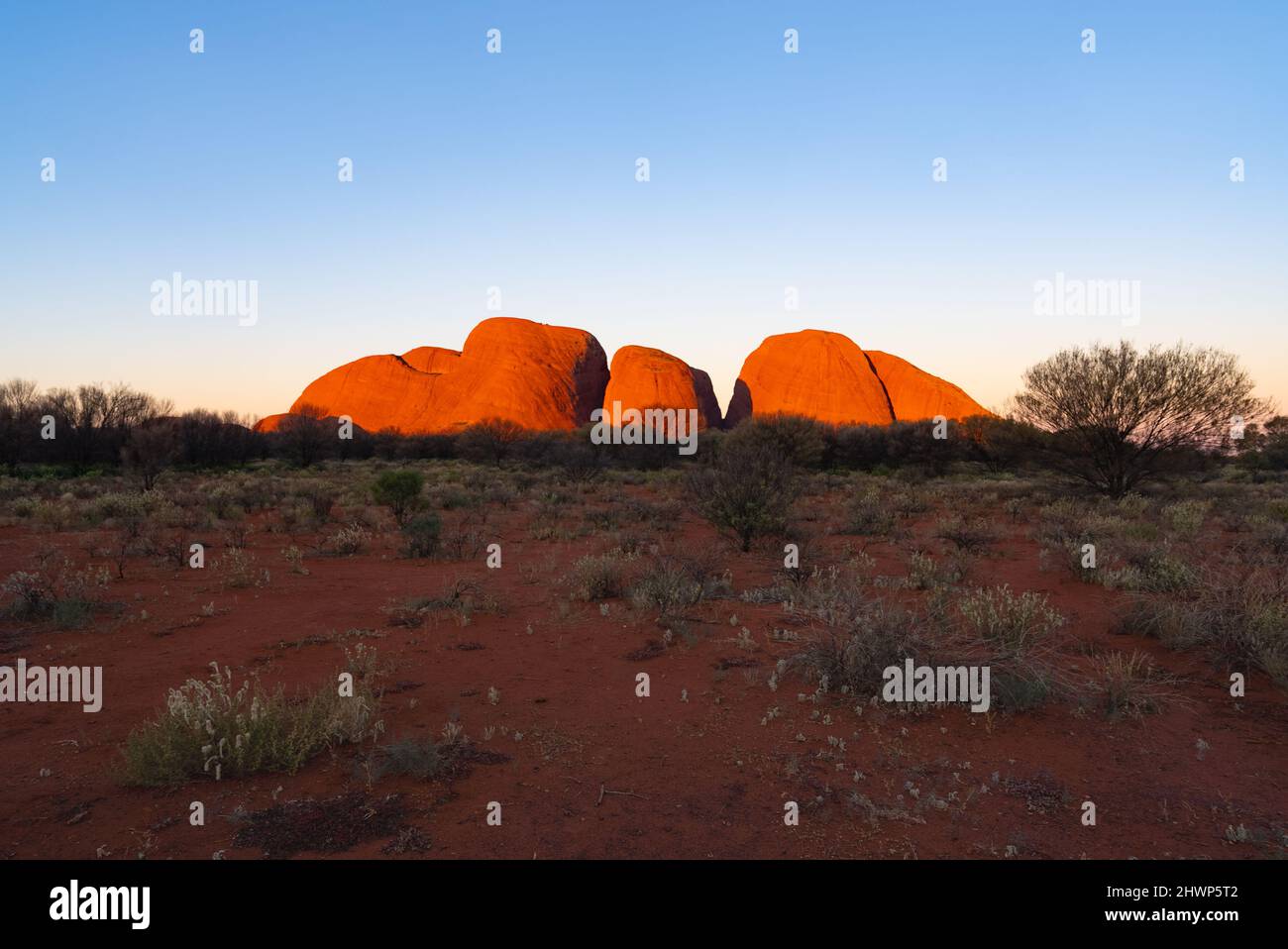 YULARA, AUSTRALIA - JUNE 6 2021: wide angle sunset shot of the kata ...