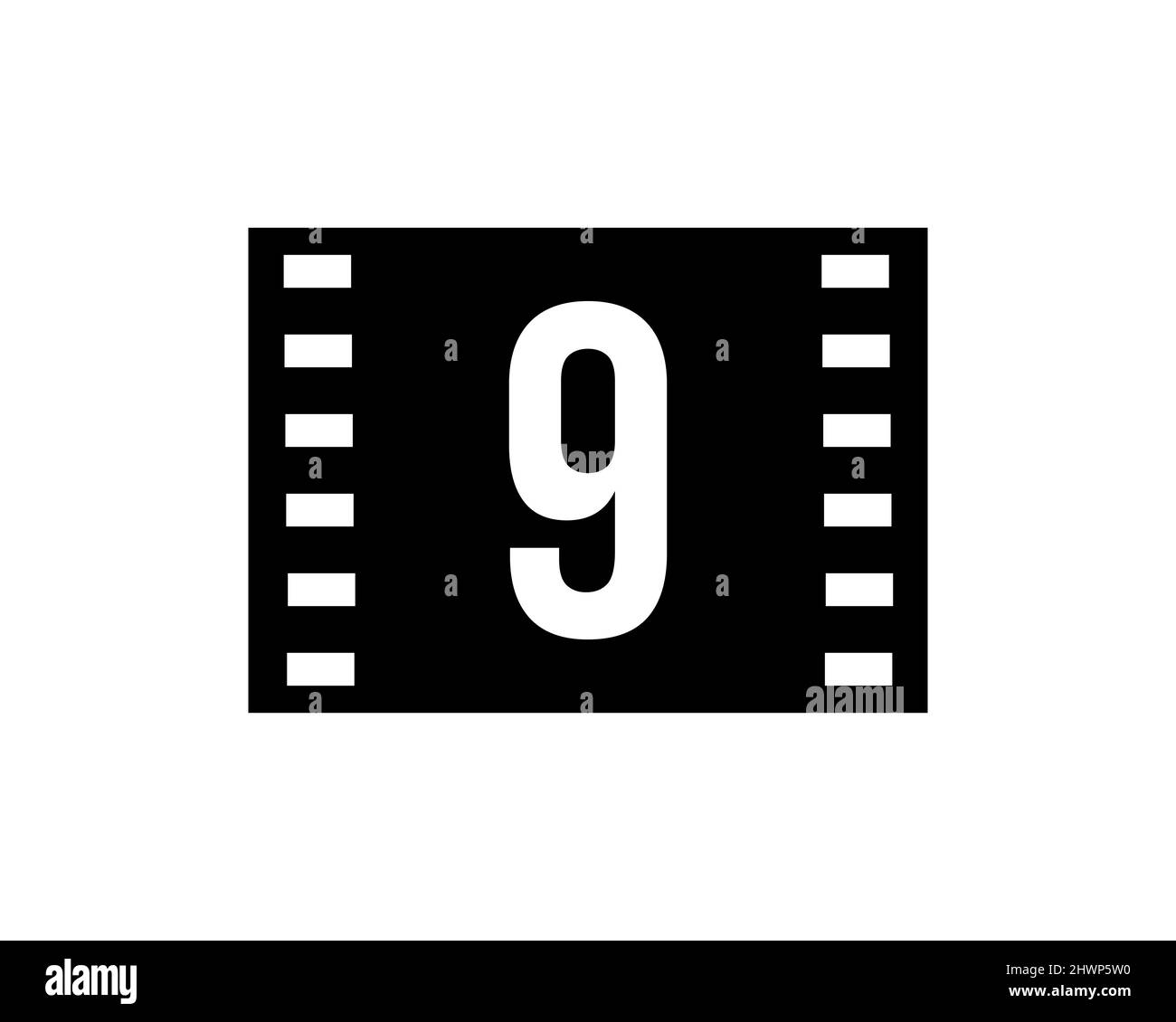 Motion Film Logo On Letter 9. Movie Film Sign, Film Production Logo ...