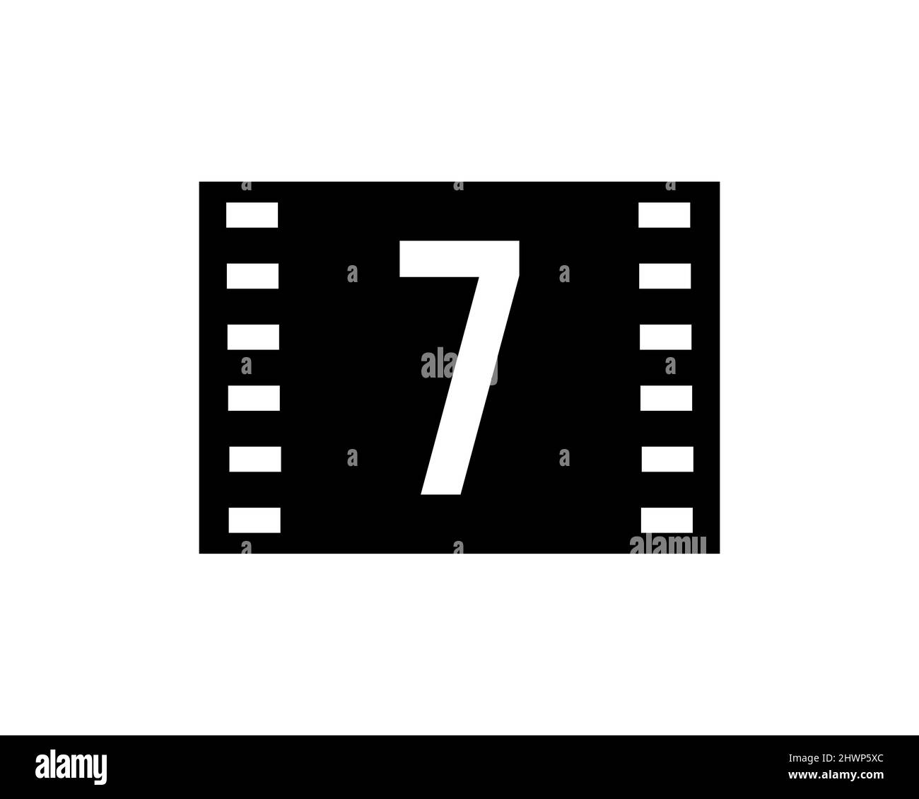 Motion Film Logo On Letter 7. Movie Film Sign, Film Production Logo ...