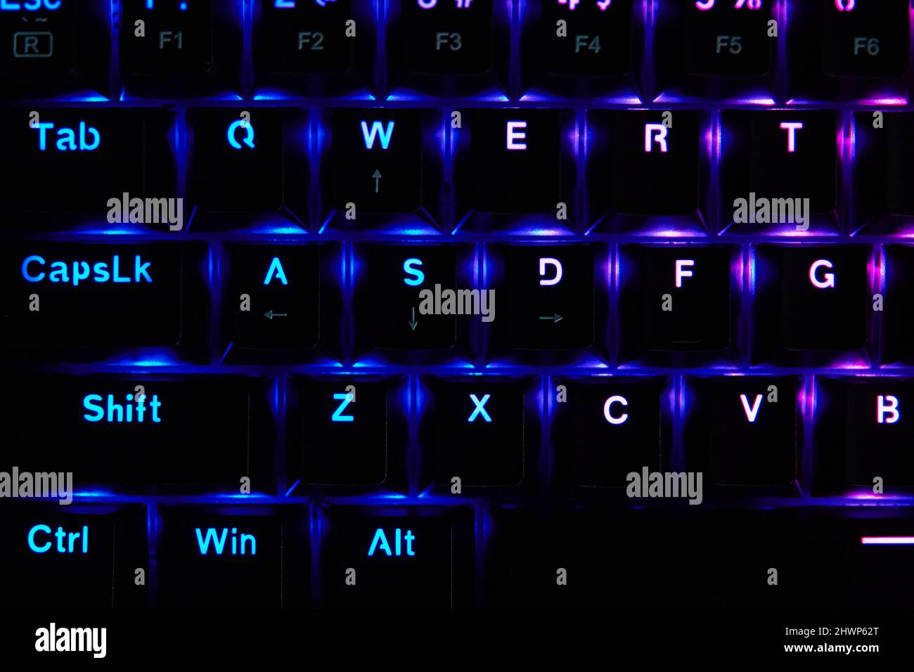 Gaming keyboard, close up. Mechanical rgb keyboard for computer games ...