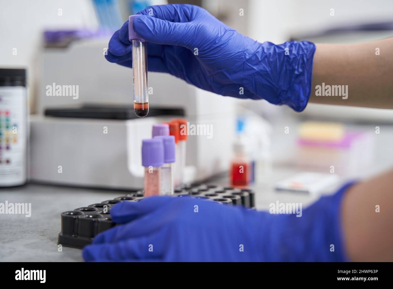 Close-up photo of lady working in laboratory Stock Photo - Alamy