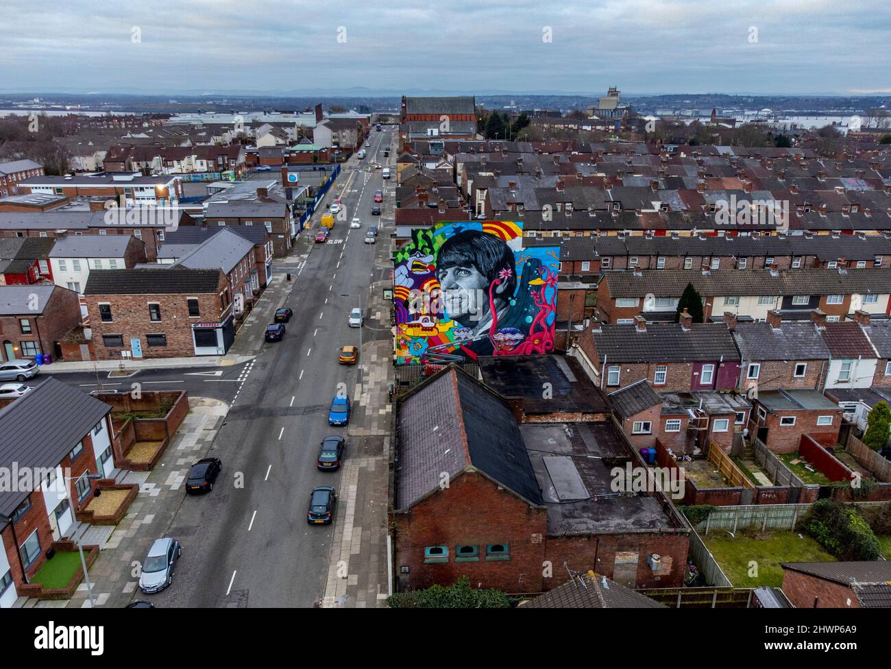 A mural of Ringo Starr, commissioned by Liverpool artist John Culshaw ...