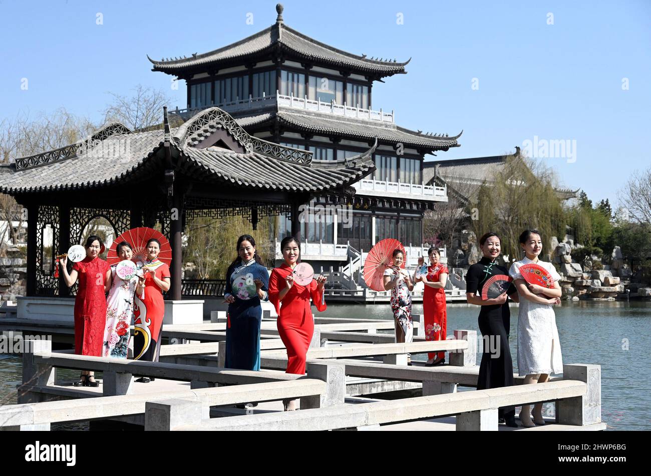 HANDAN, CHINA - MARCH 7, 2022 - Cheongsam lovers show cheongsam to ...