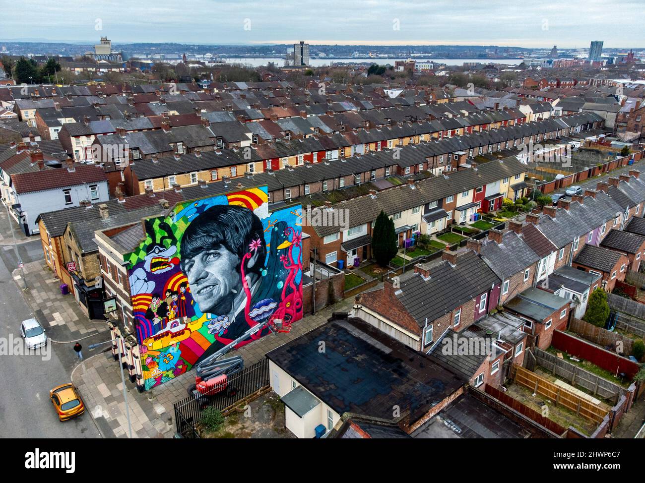 A mural of Ringo Starr, commissioned by Liverpool artist John Culshaw ...
