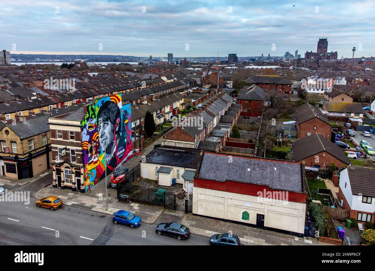 A mural of Ringo Starr, commissioned by Liverpool artist John Culshaw ...