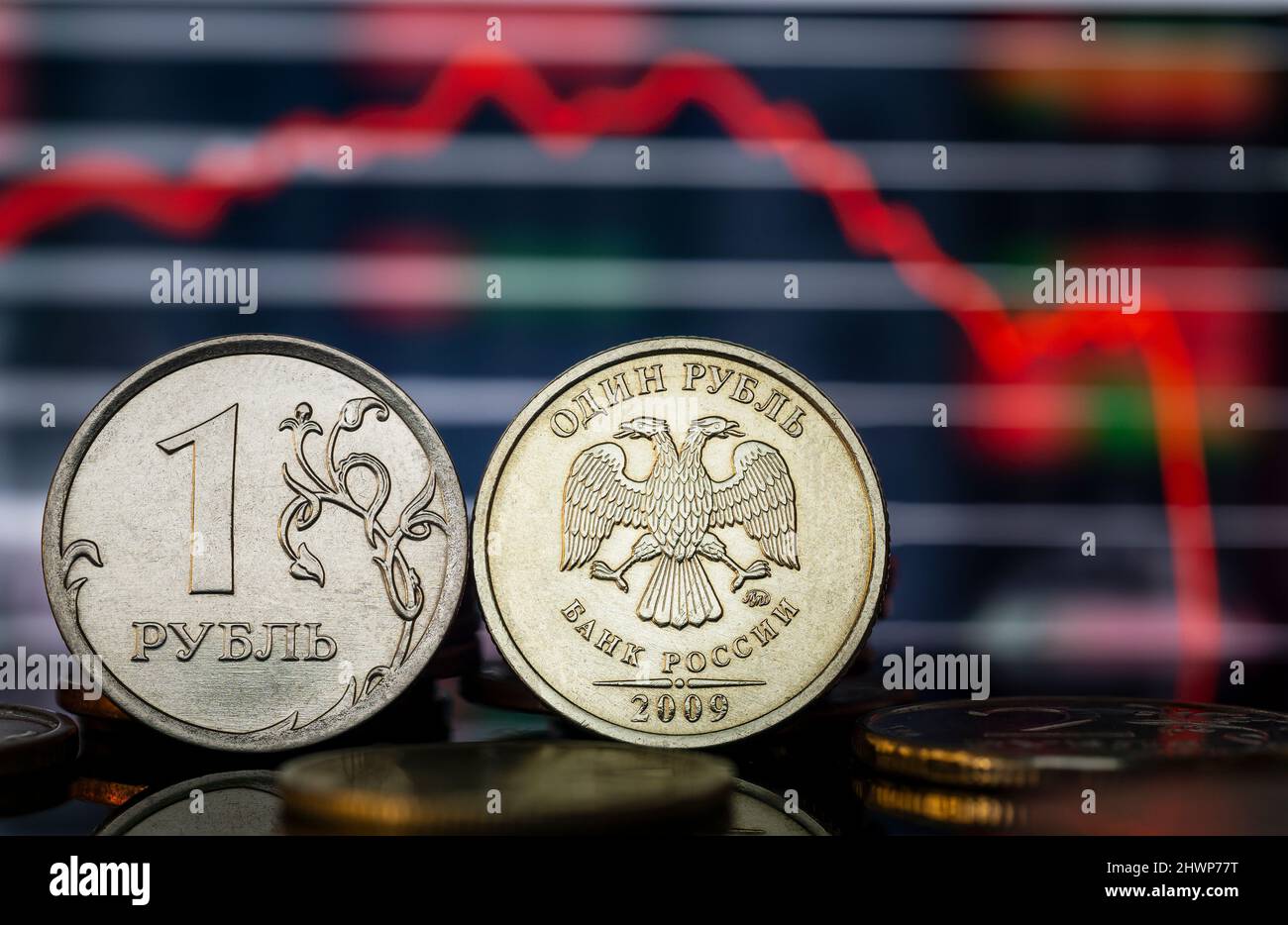 Ruble Inflation Concept Stagflation Value Drop Plunge Chart Red Line ...