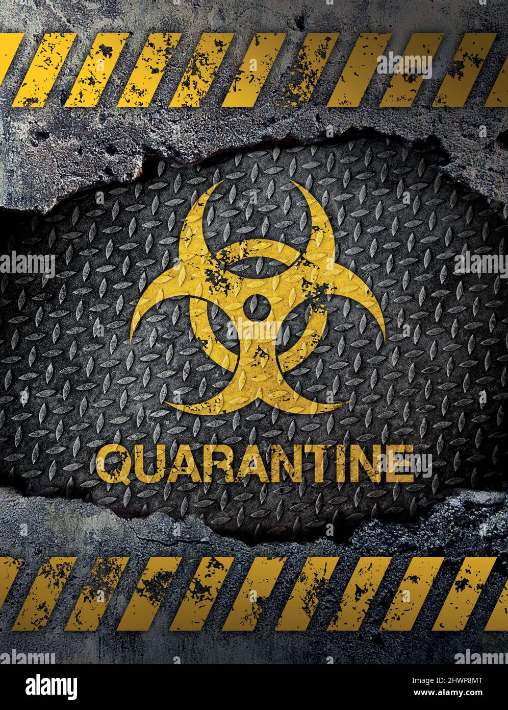 Quarantine sign on rusty metal background Stock Photo - Alamy