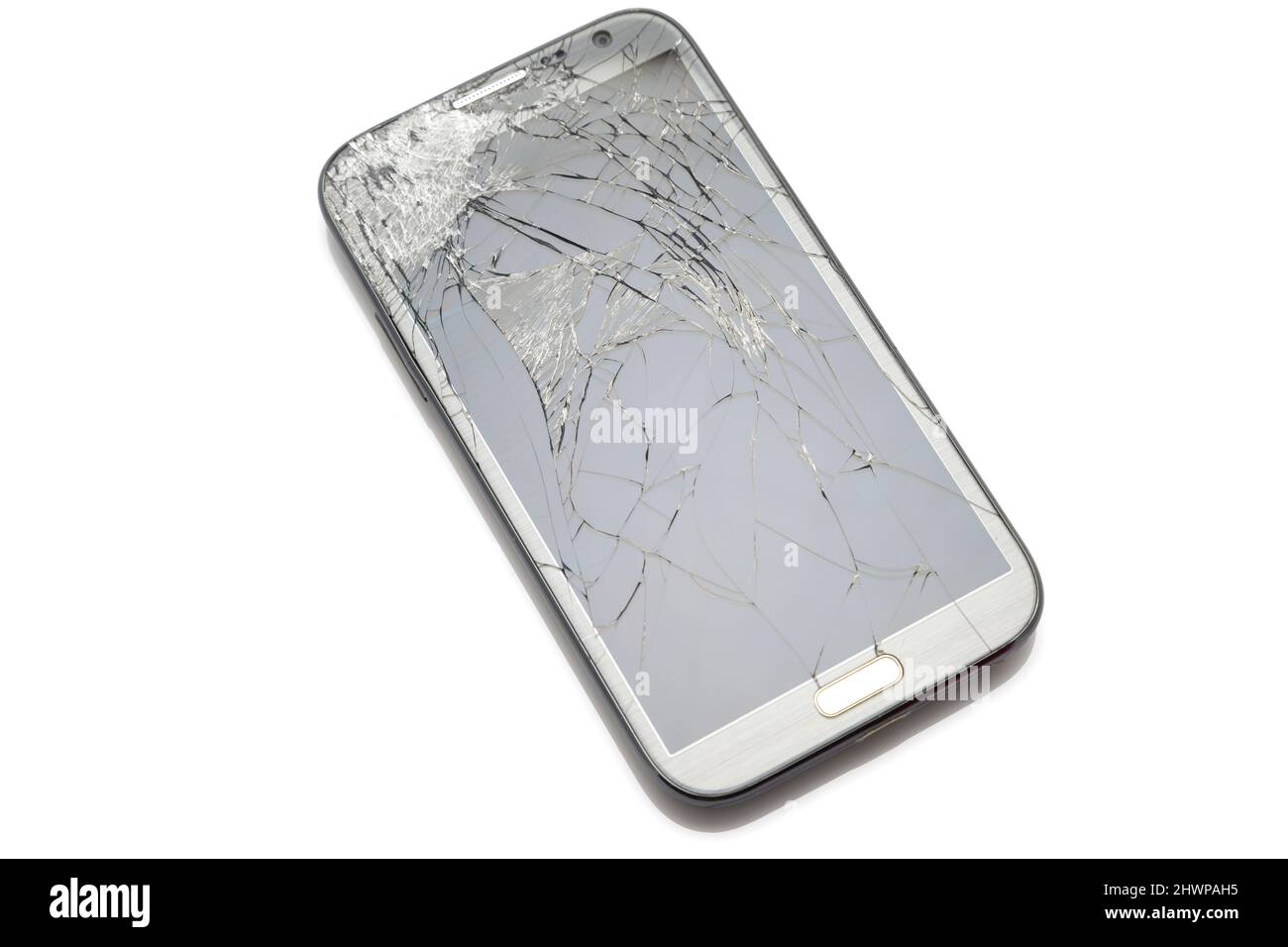 Smartphone with broken screen isolated on white background Stock Photo ...