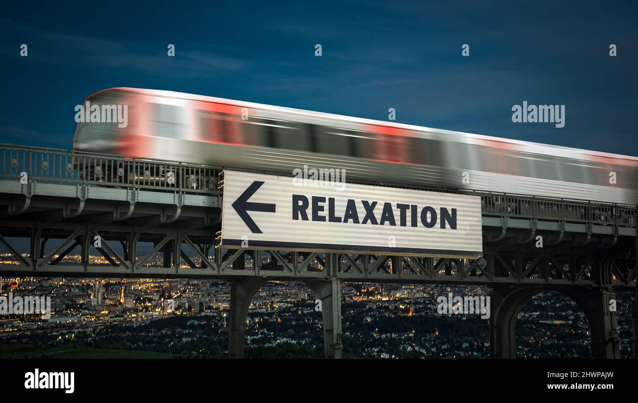 Street Sign the Direction Way to Relaxation Stock Photo - Alamy