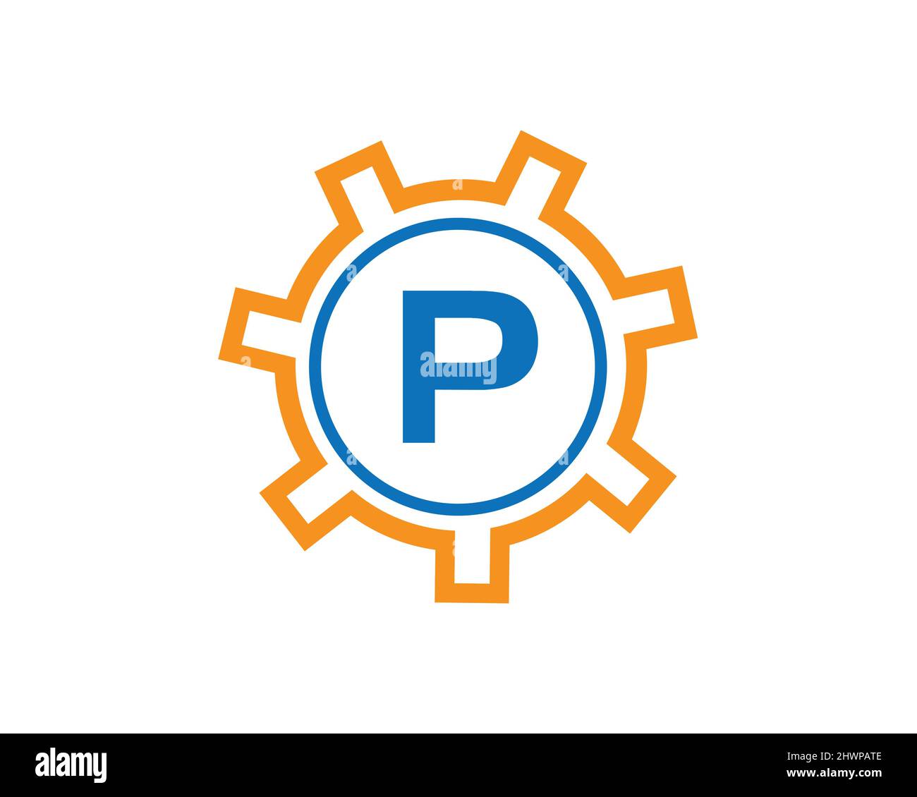 Gear Logo on letter P. Initial P Gear Letter Logo Design Template Stock ...