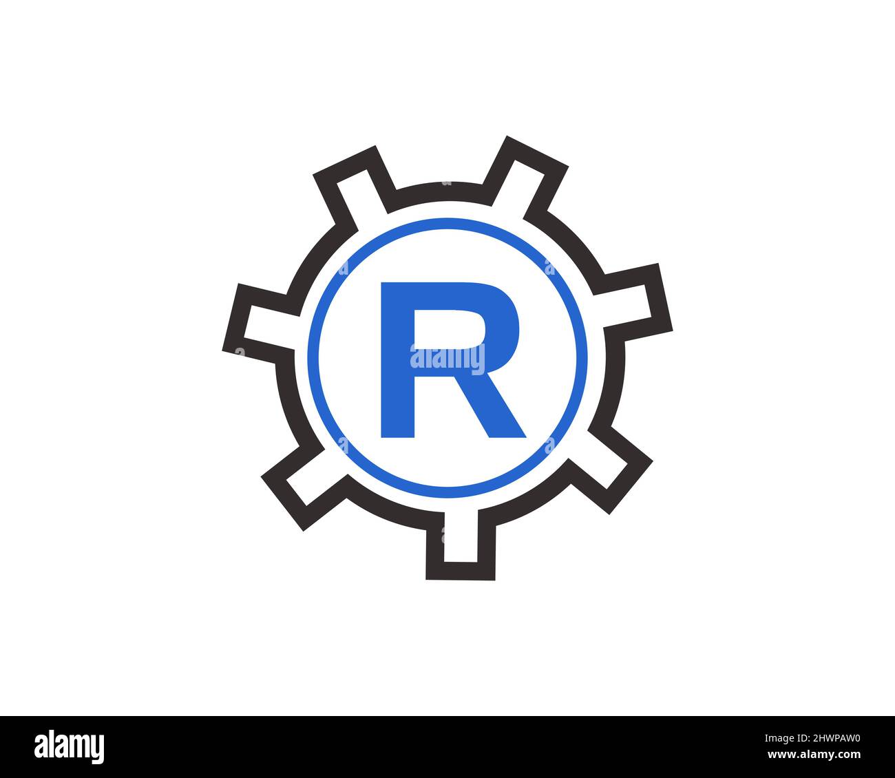 Gear Logo on letter R. Initial R Gear Letter Logo Design Template Stock ...