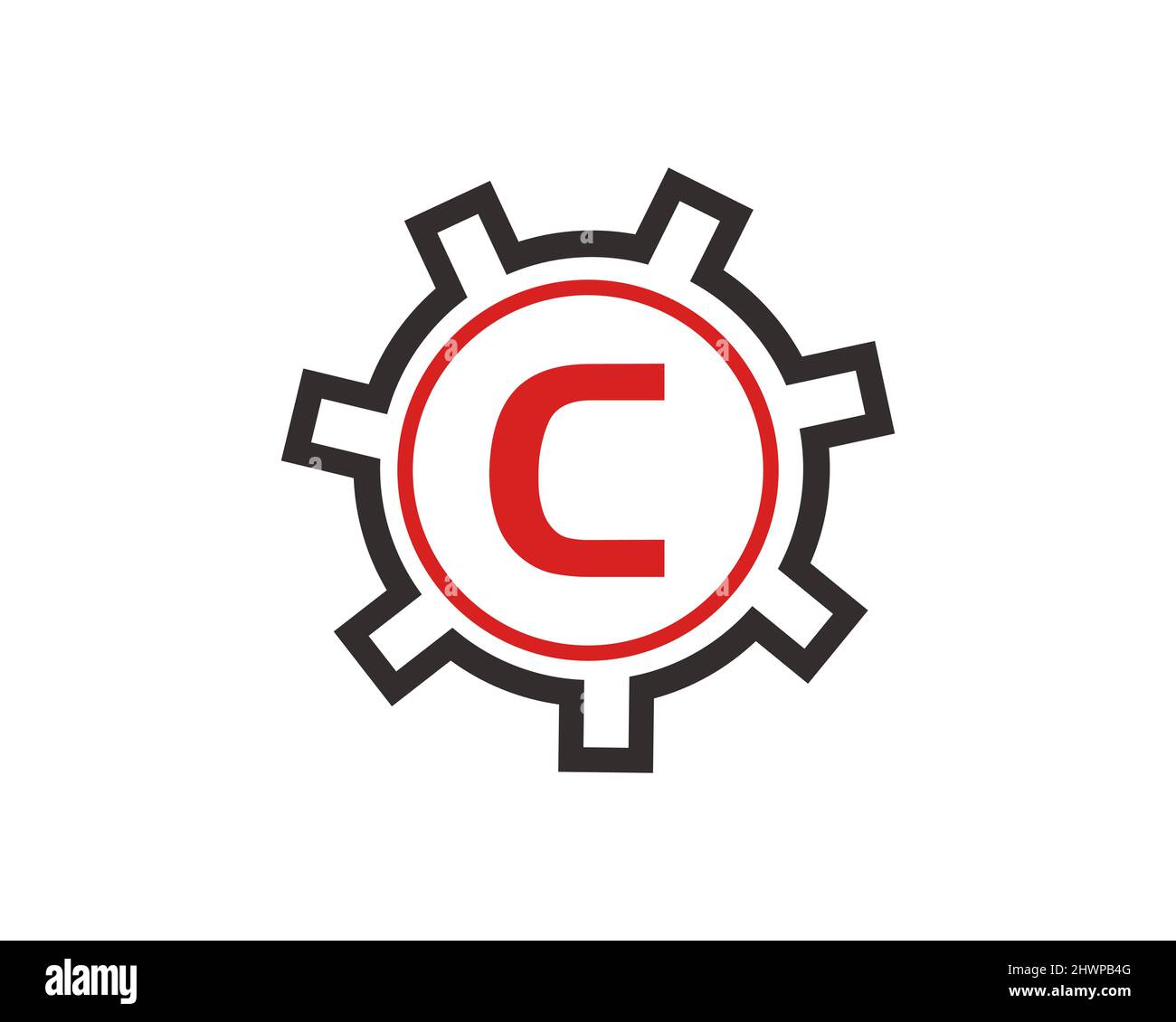 Gear Logo on letter C. Initial C Gear Letter Logo Design Template Stock ...