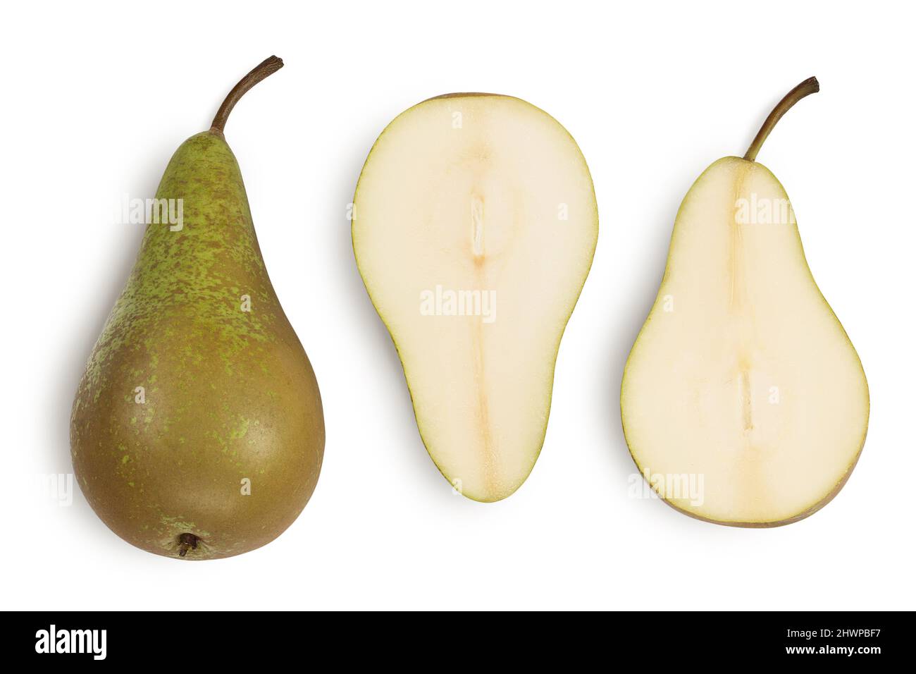 Green conference pear isolated on white background with clipping path ...