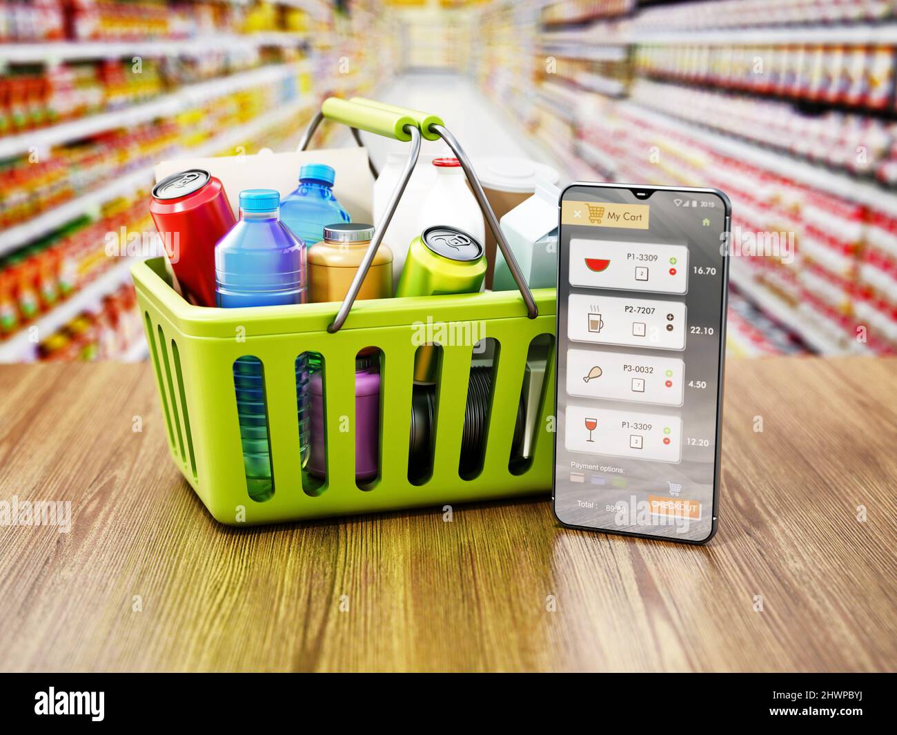 Supermarket full basket with products hi-res stock photography and ...