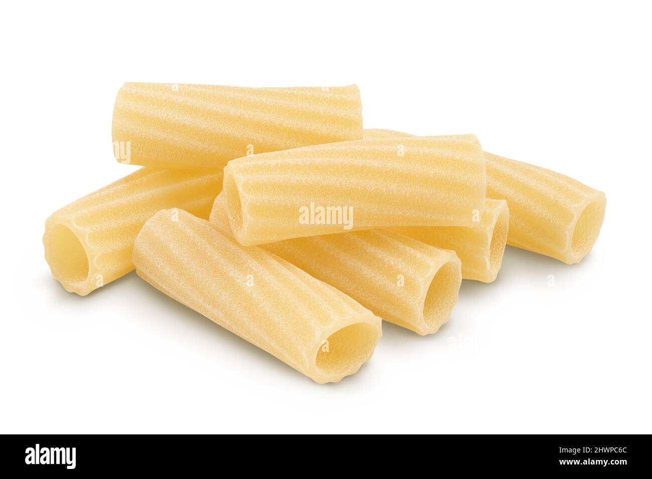 raw italian tortiglioni pasta isolated on white background with ...