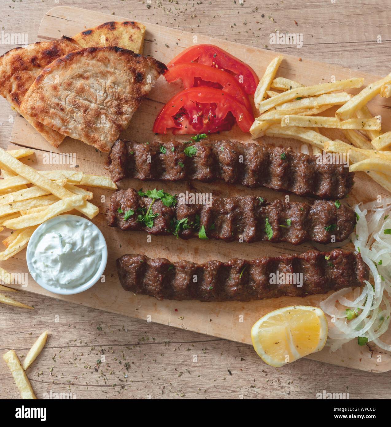 Shish kebab, doner souvlaki, roasted meat traditional street food ...