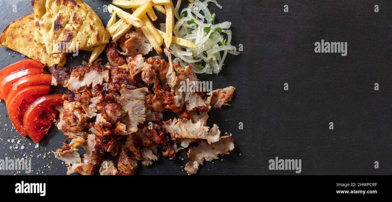Gyro Greek sliced meat food, Traditional street food, Ethnic dish, pita ...
