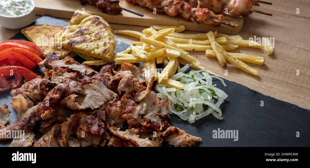 Gyro Greek sliced meat food, Traditional street food, Ethnic dish, pita ...