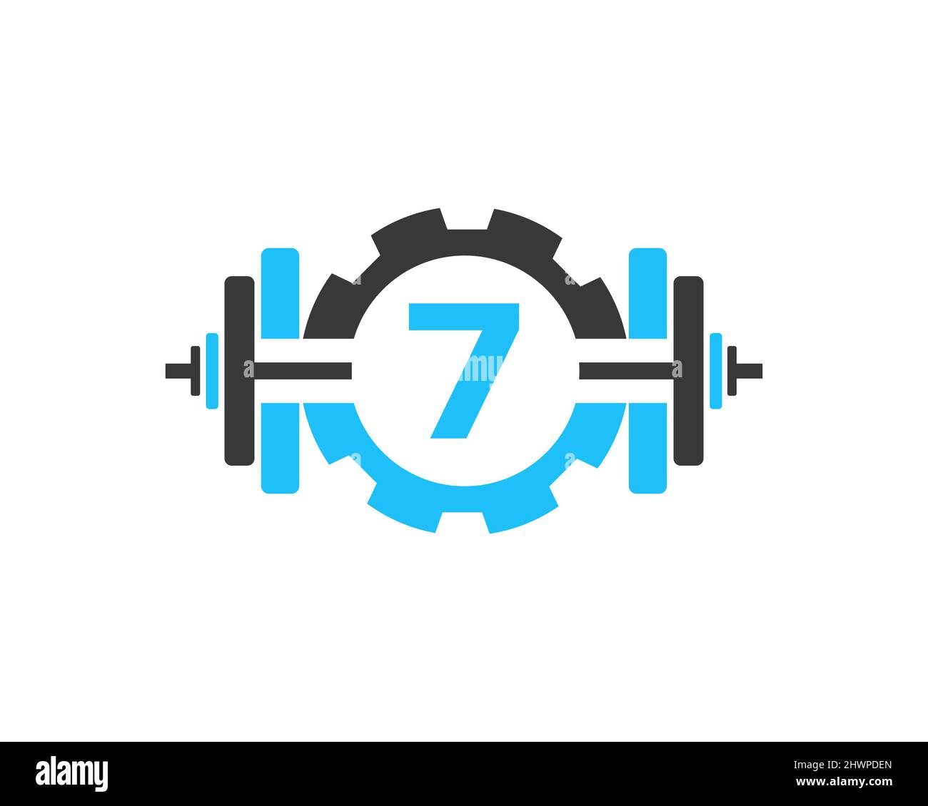 Fitness Gym Logo On Letter 7. Fitness Club Icon With Exercising ...