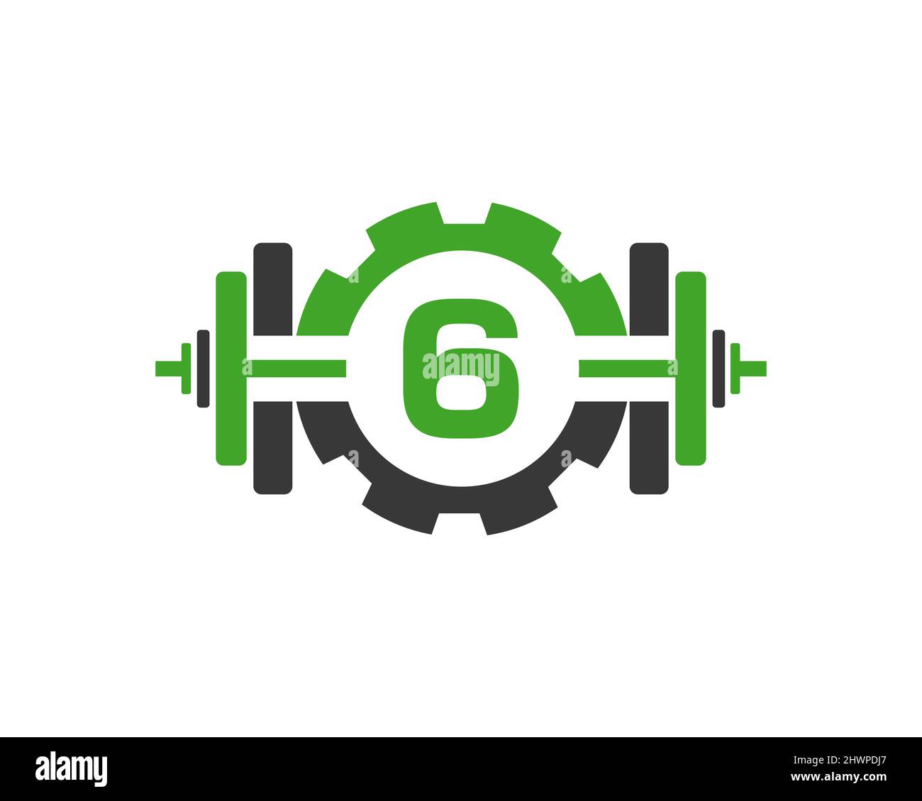 Fitness Gym Logo On Letter 6. Fitness Club Icon With Exercising ...