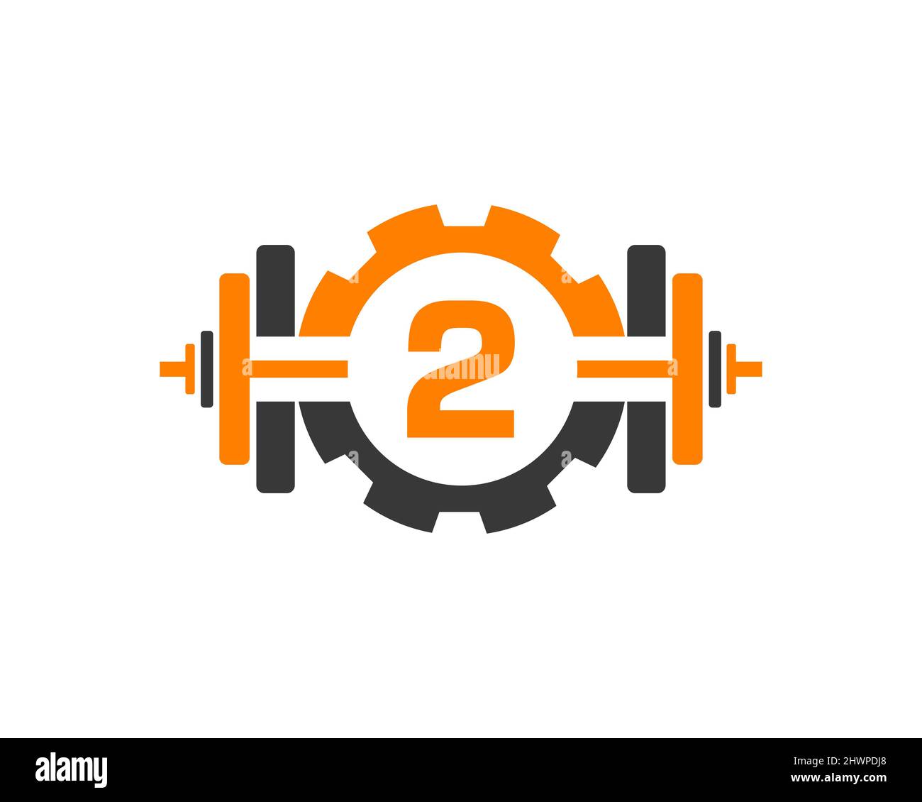 Fitness Gym Logo On Letter 2. Fitness Club Icon With Exercising ...