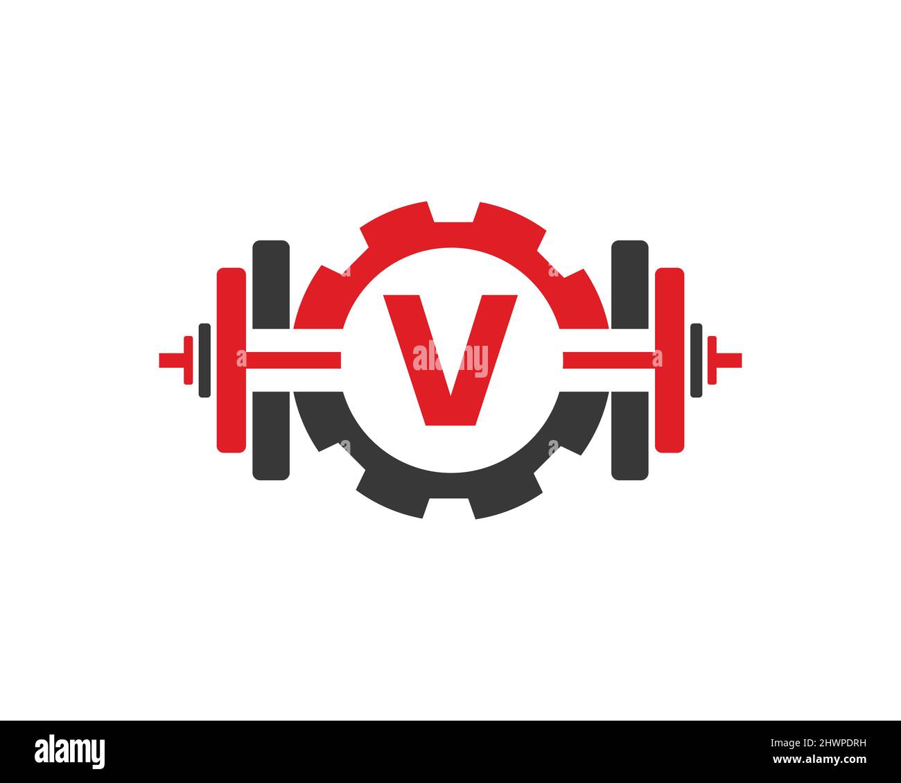 Fitness Gym Logo On Letter V. Fitness Club Icon With Exercising ...