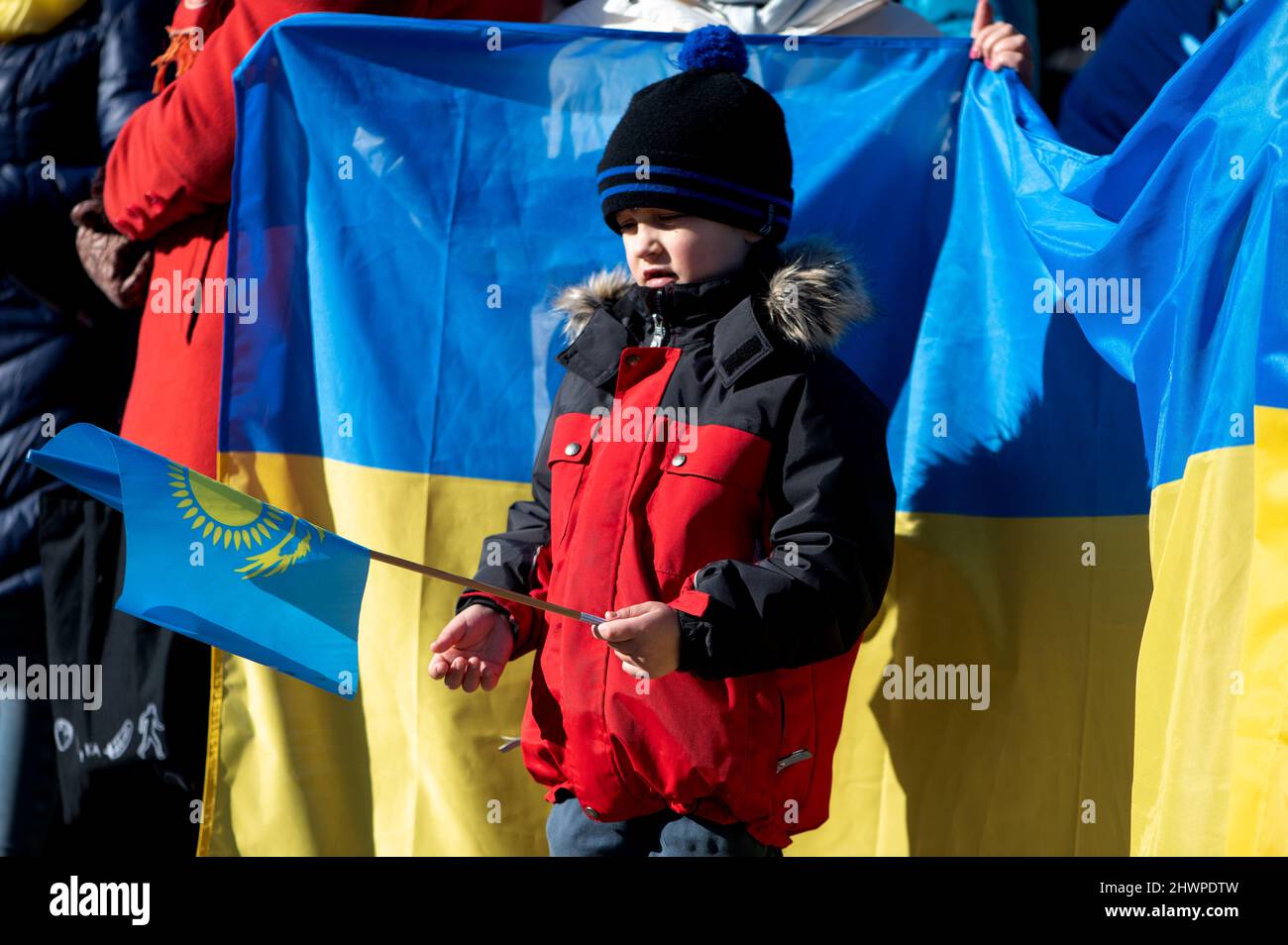 Riga, Latvia - March 05, 2022: Protest against war in Ukraine and ...