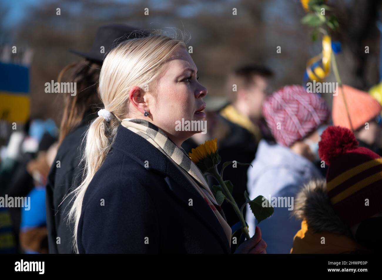 Riga, Latvia - March 05, 2022: Protest against war in Ukraine and ...