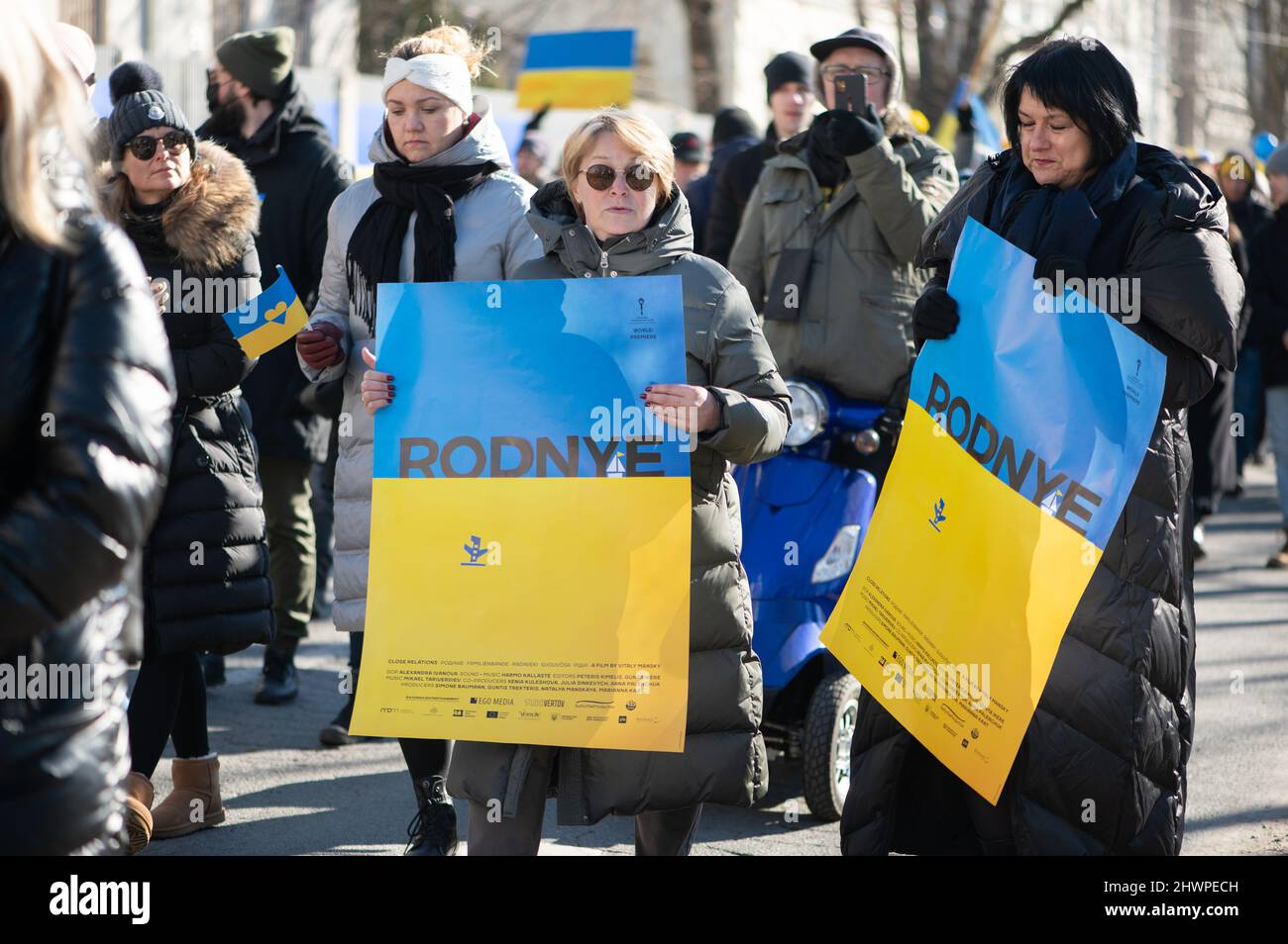 Riga, Latvia - March 05, 2022: Protest against war in Ukraine and ...