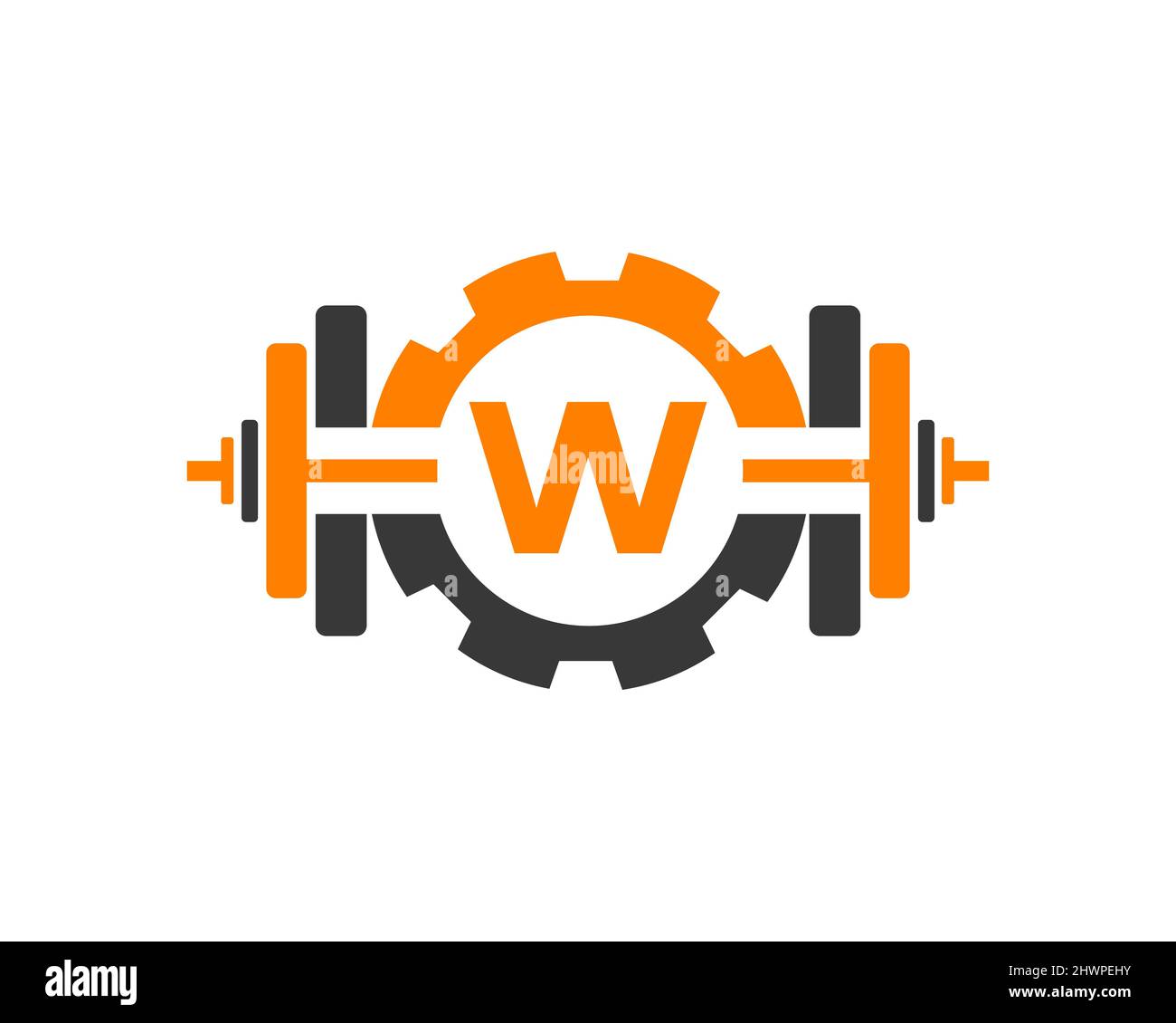 Fitness Gym Logo On Letter W. Fitness Club Icon With Exercising ...