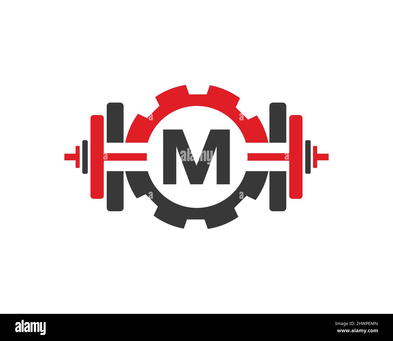 Fitness Gym Logo On Letter M. Fitness Club Icon With Exercising ...