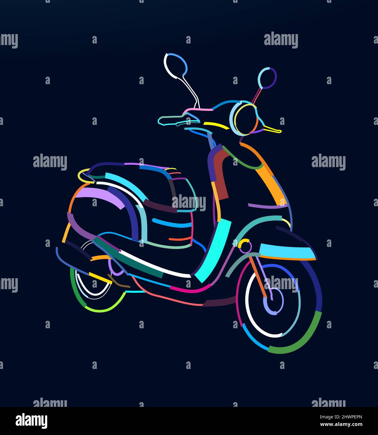 Abstract vintage, retro scooter from multicolored paints. Colorful ...