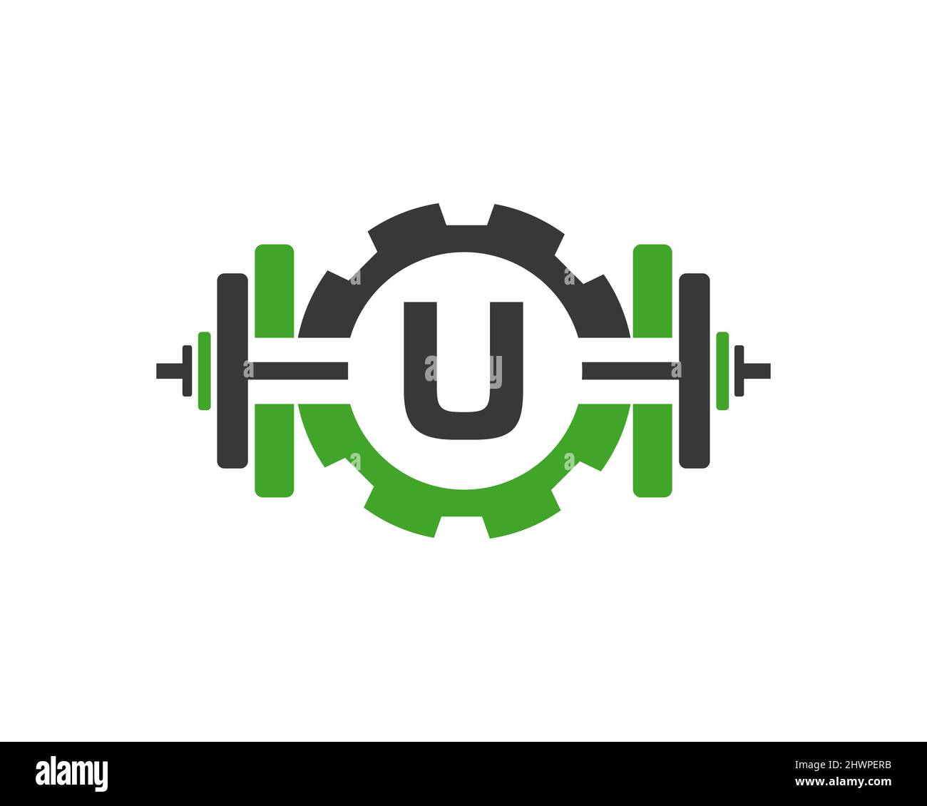 Fitness Gym Logo On Letter U. Fitness Club Icon With Exercising ...