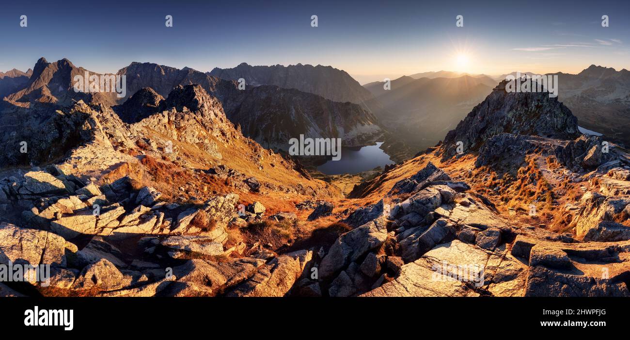Beautiful sunset mountain panorama from Poland Tatras - Szpiglasowy ...