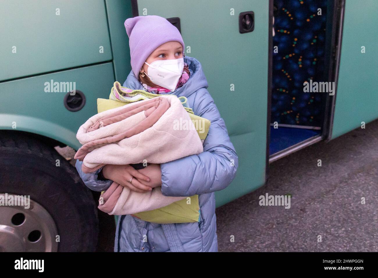Ferrara, March 5, 2022. Ukraine refugees escaping from Russia Ukraine ...