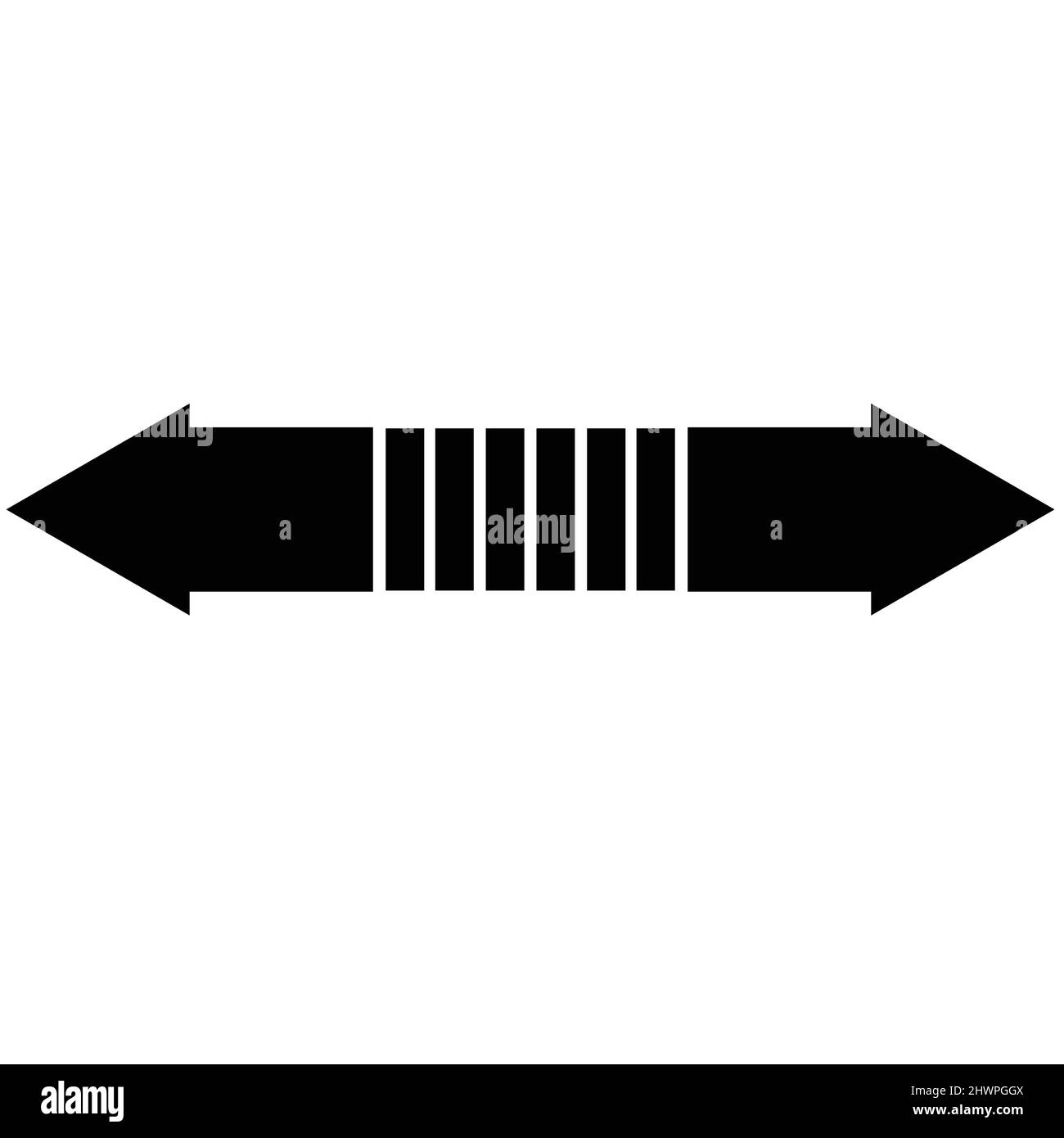 Two opposite horizontal arrows icon on white background. Distance sign ...