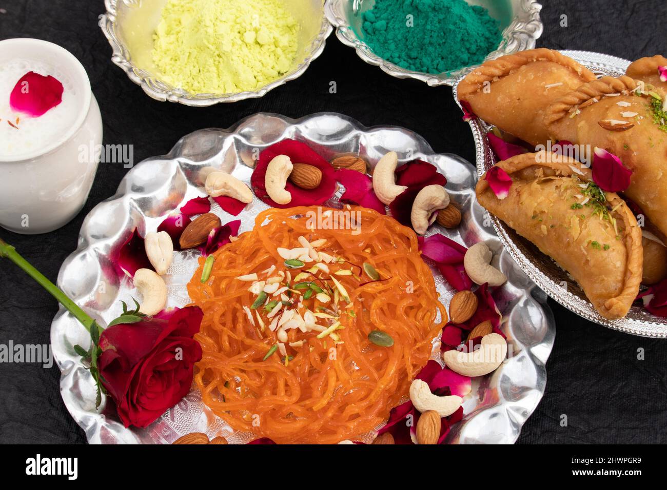 Holi Food Theme - Indian Mithai Jalebi Ghewar Known As Jilapi, Jilebi ...