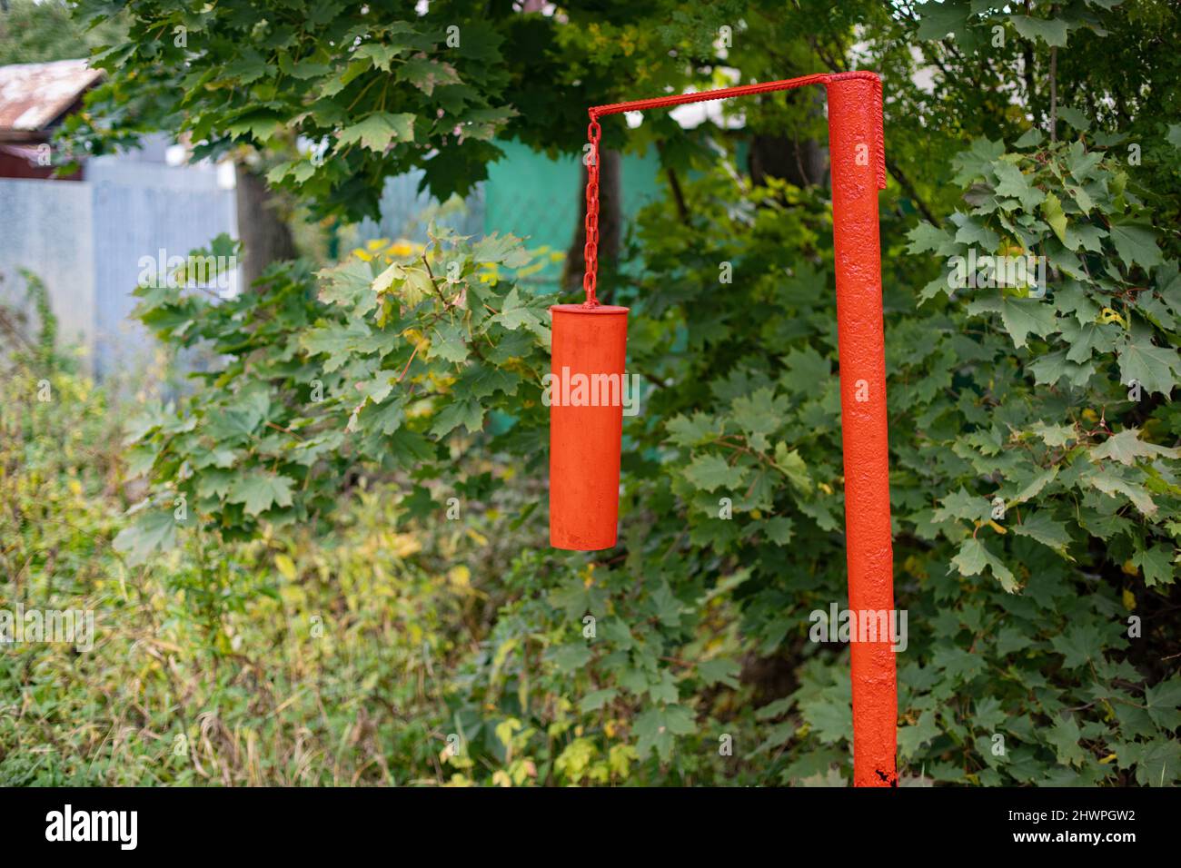 Signal post for warning of fire. Metal stand for impact and extraction ...