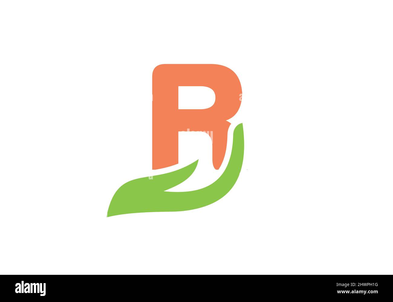 R letter logo with hand concept. R logo design on hand concept vector ...