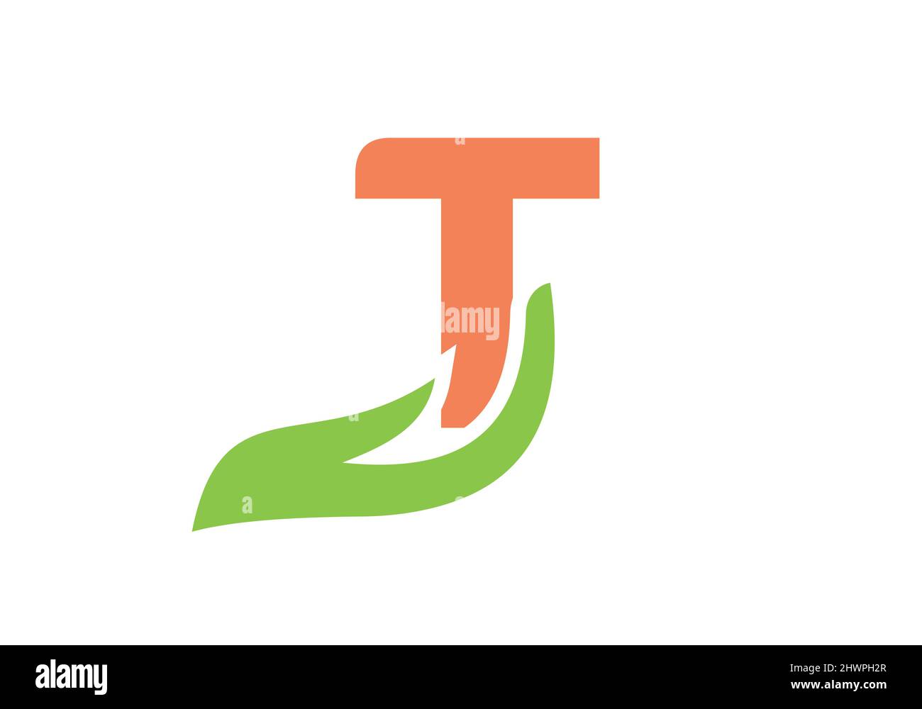 T letter logo with hand concept. T logo design on hand concept vector ...