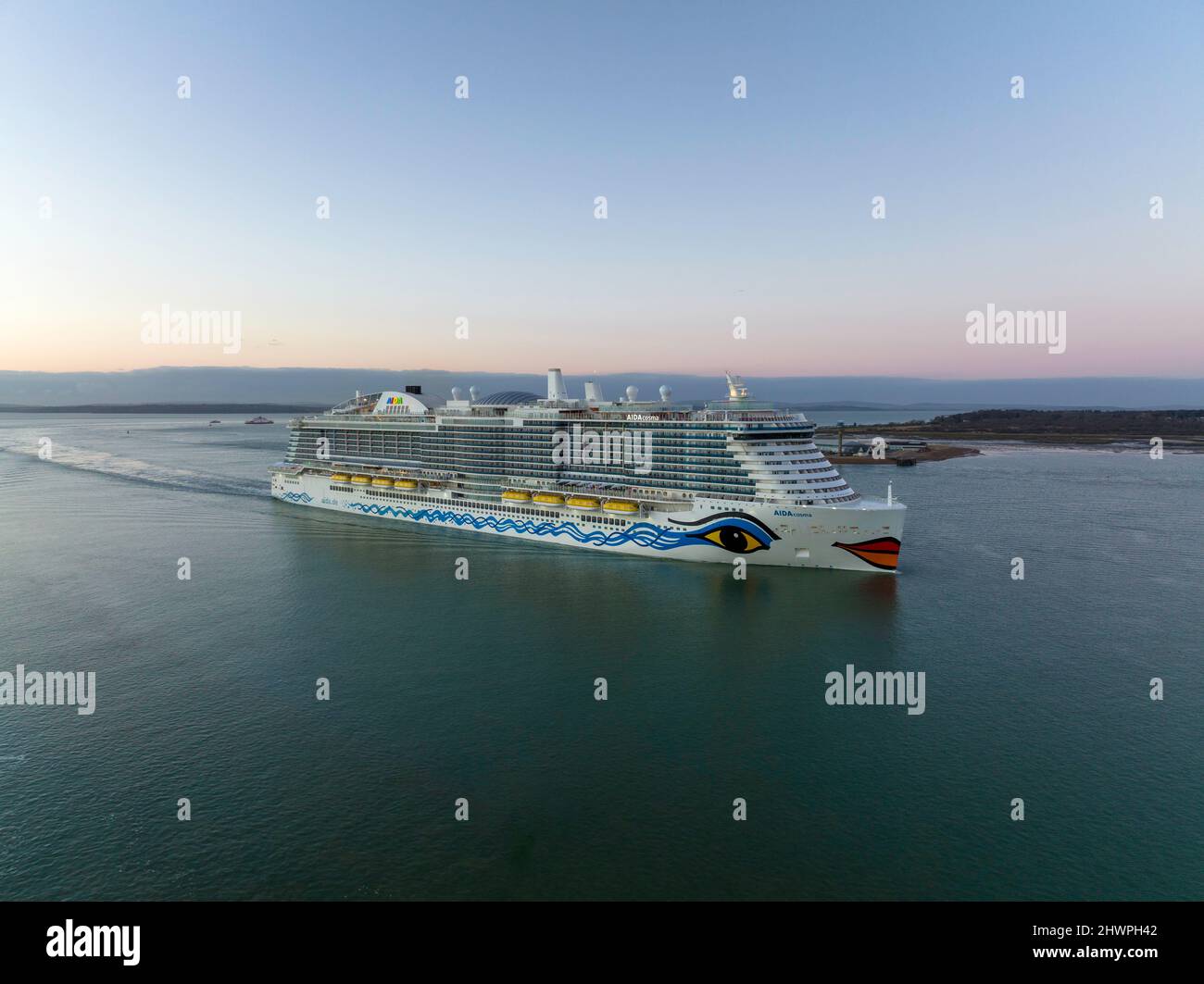 AIDAcosma cruise ship of AIDA Cruises, arriving at Southampton port ...