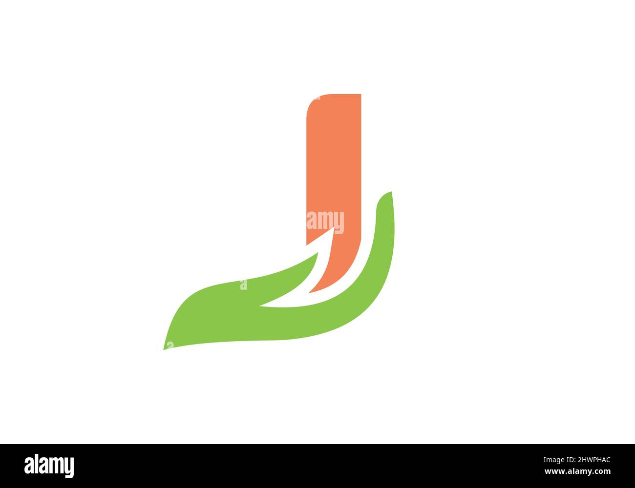 J letter logo with hand concept. J logo design on hand concept vector ...