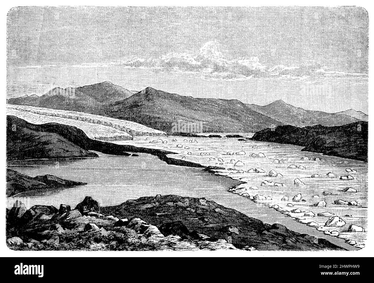 Drift ice of a polar glacier, so-called calving ice, , (atlas, 1909 ...